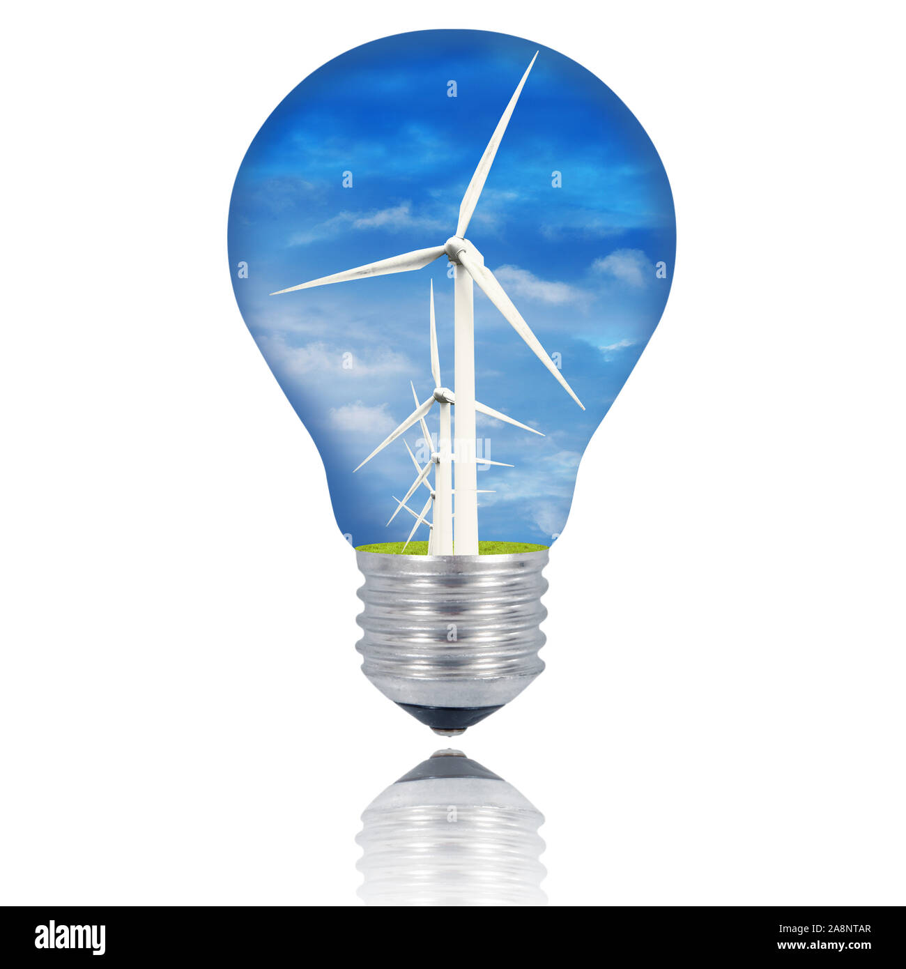 wind turbine light bulb on white background Stock Photo - Alamy