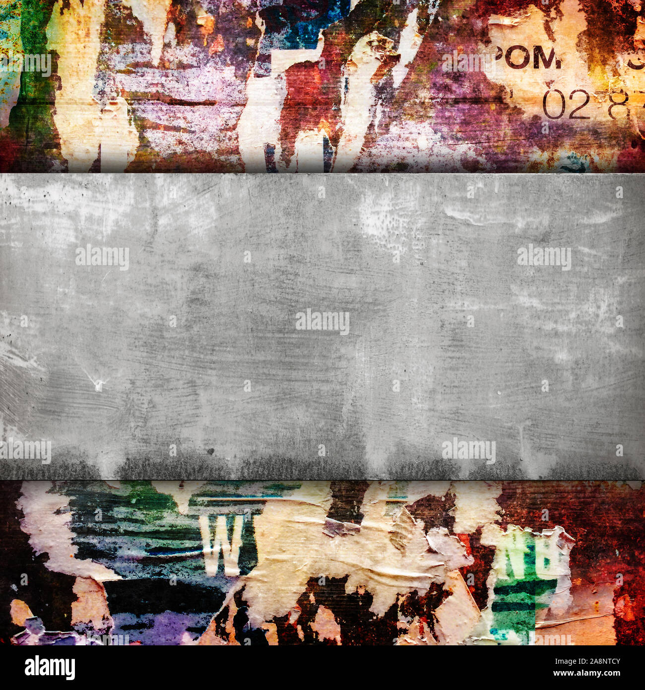 advertising panel with torn posters Stock Photo - Alamy