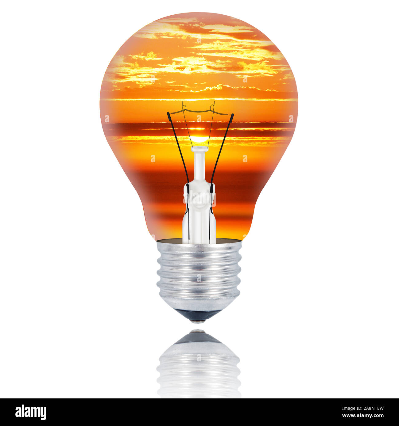 sunset light bulb on white background Stock Photo - Alamy