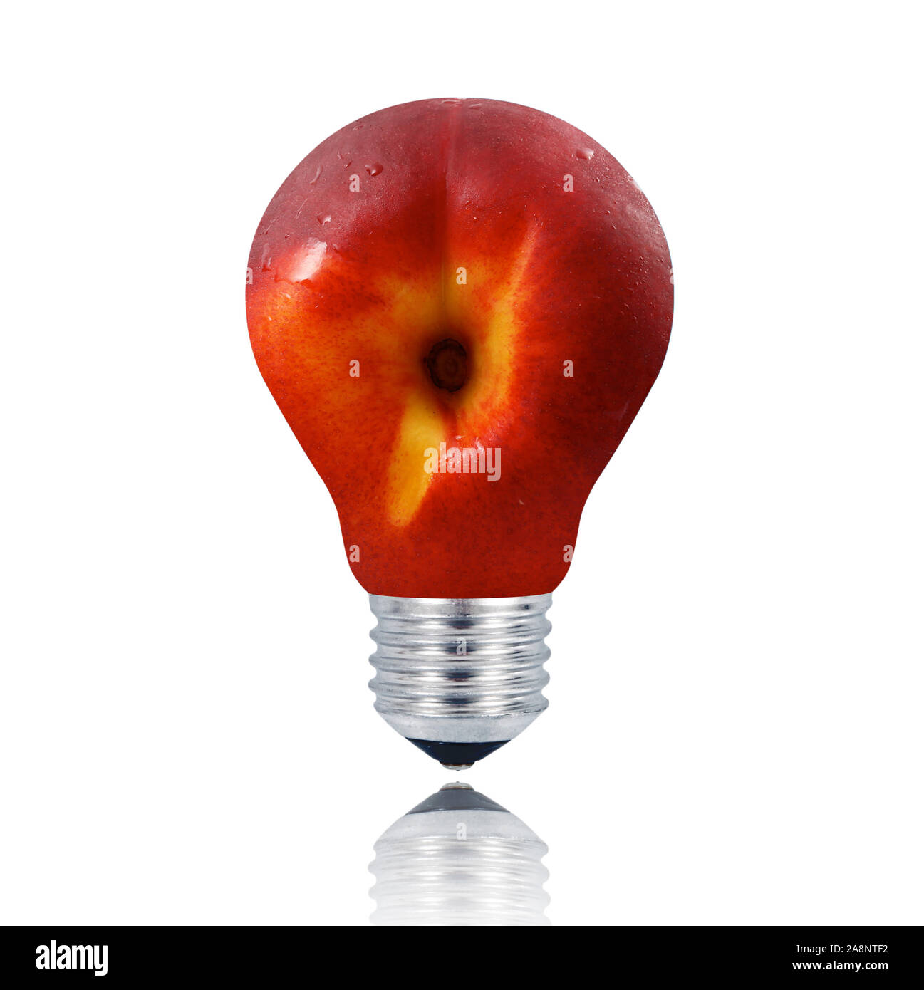 peach light bulb on white background Stock Photo - Alamy