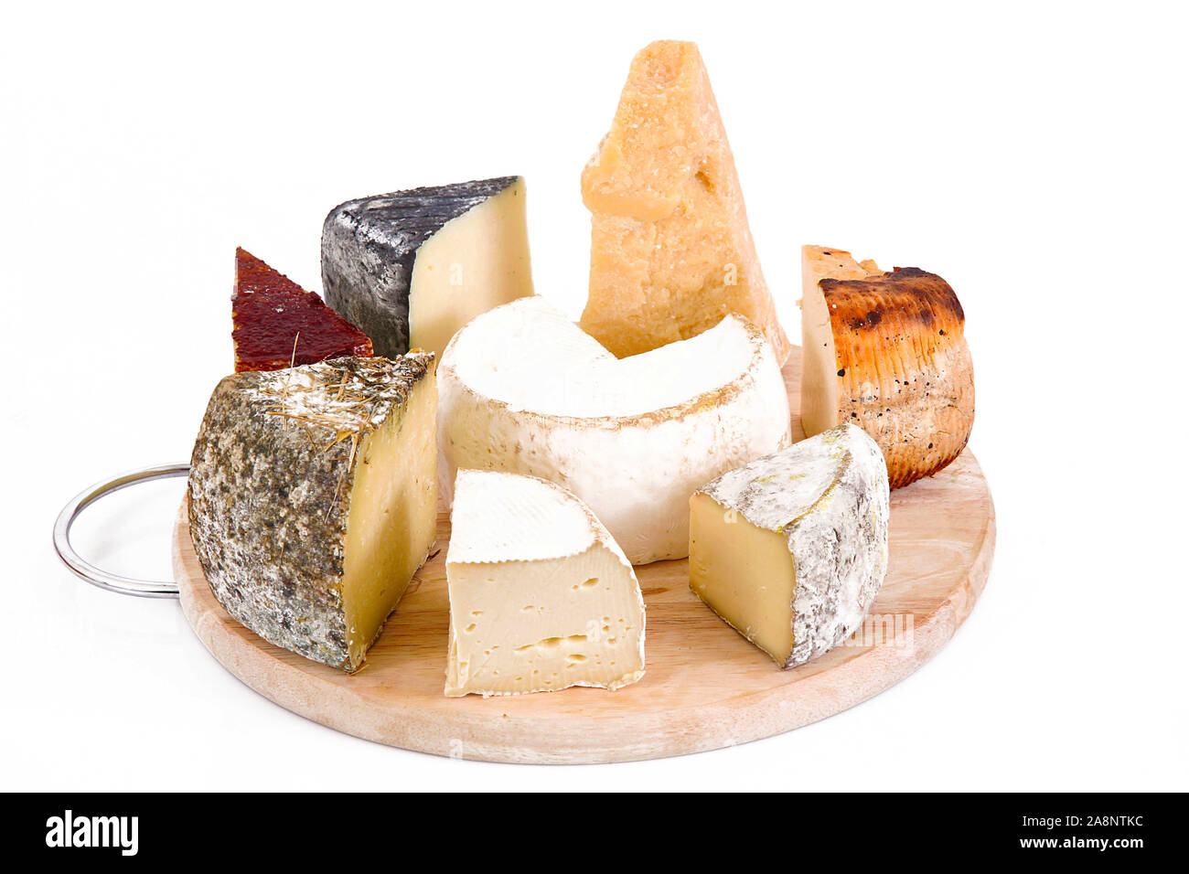 original italian cheese chopping on white background Stock Photo - Alamy