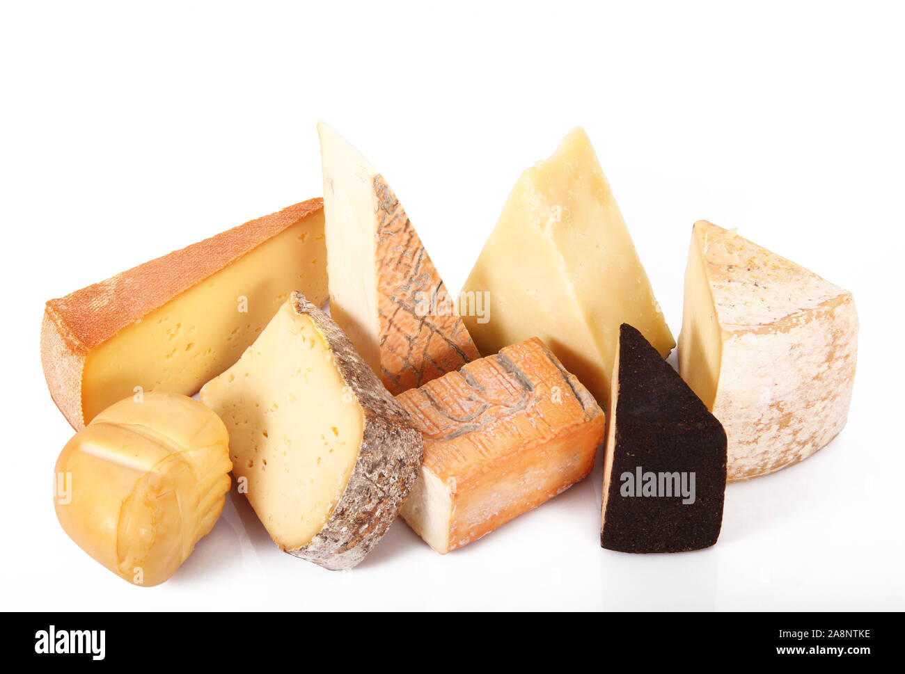 original italian cheese collage on white background Stock Photo - Alamy
