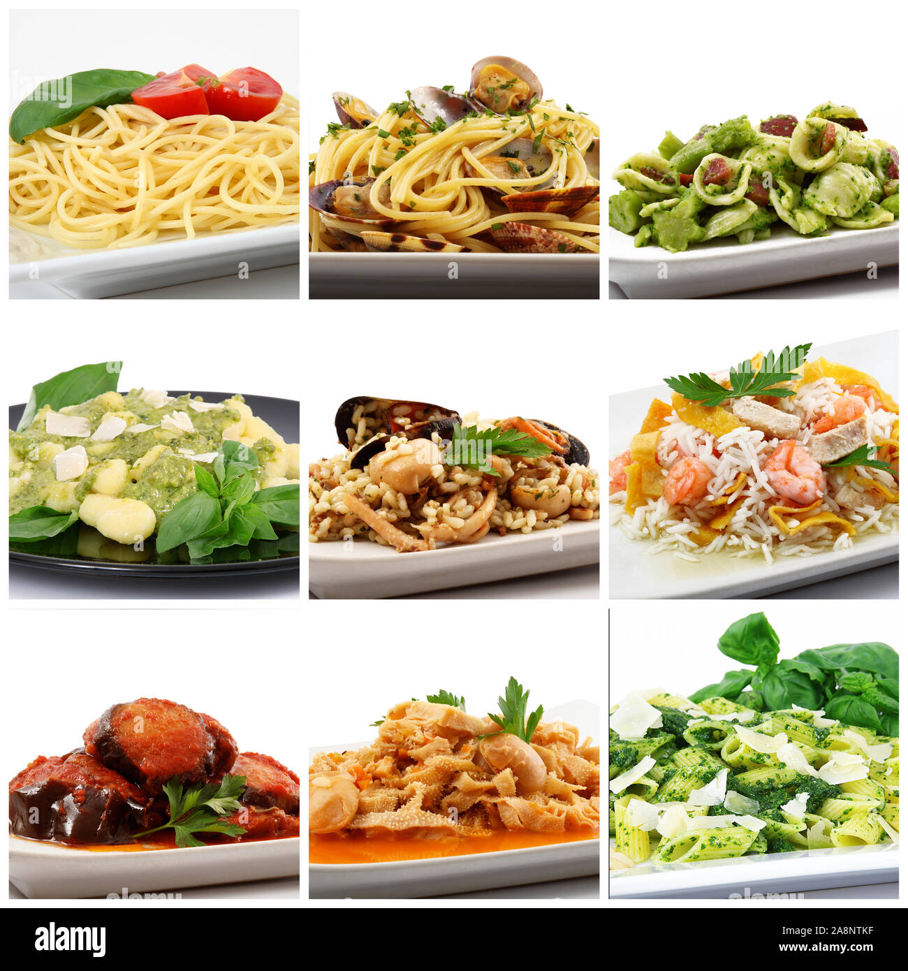italian food collage on white background Stock Photo - Alamy