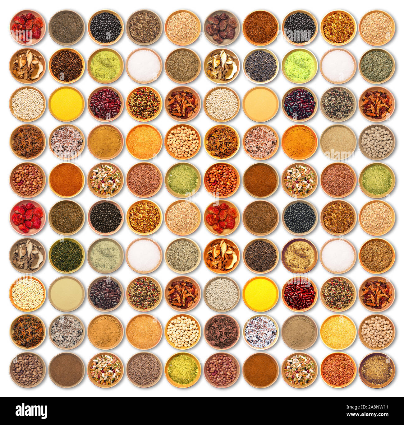 an aromatic ingredients collage on white background Stock Photo - Alamy