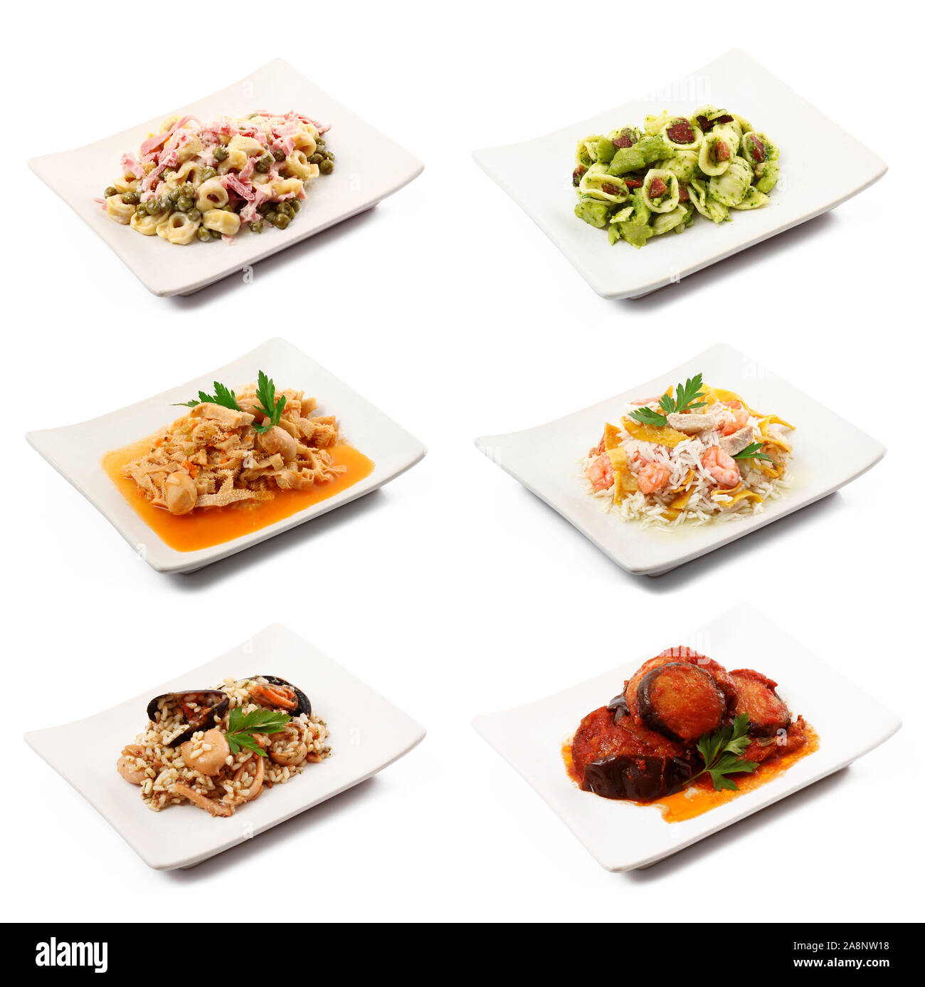 italian food collage on white background Stock Photo - Alamy