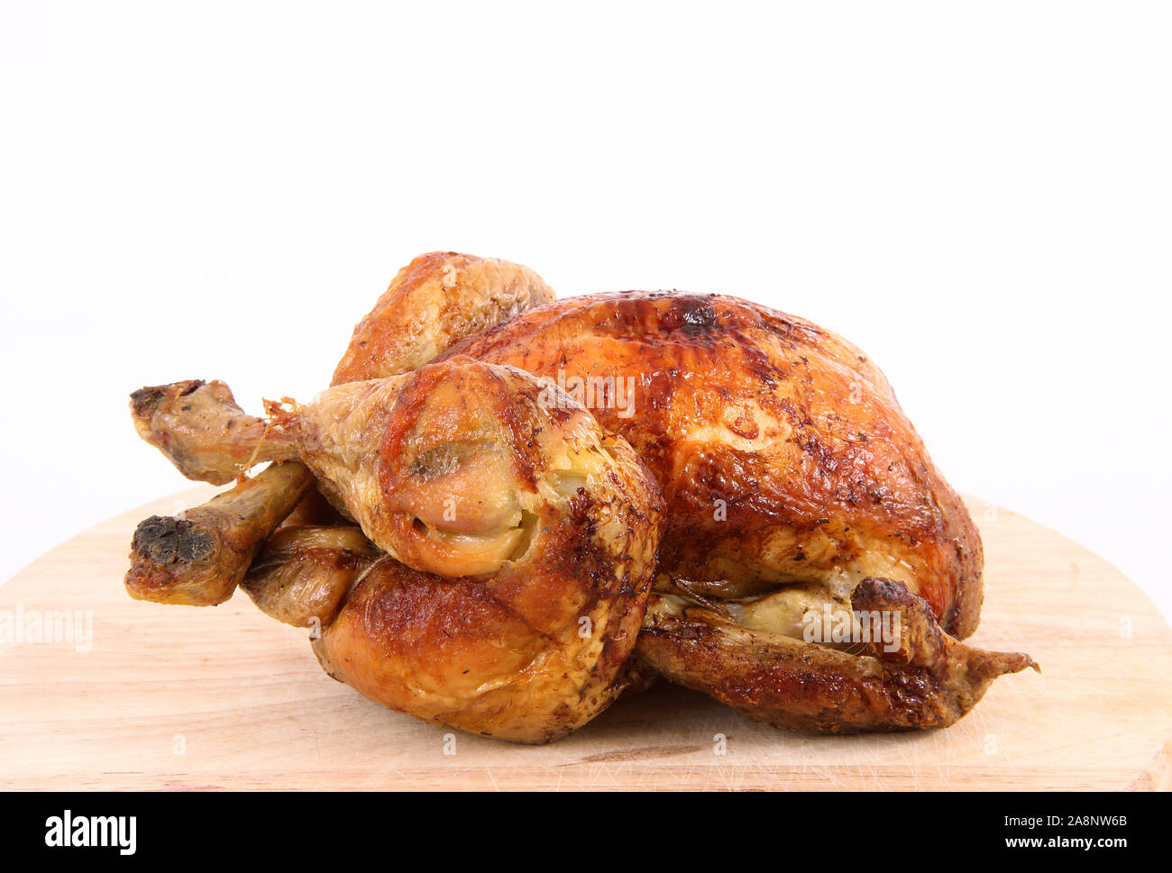 roasted chicken on white background Stock Photo - Alamy