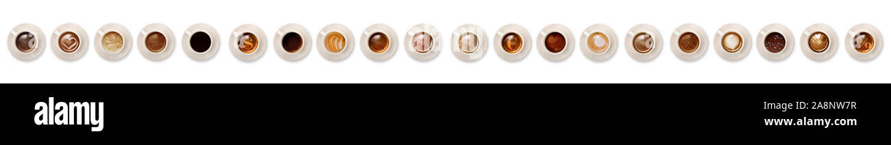 an horizontal collage of Italian coffee on a white background Stock ...