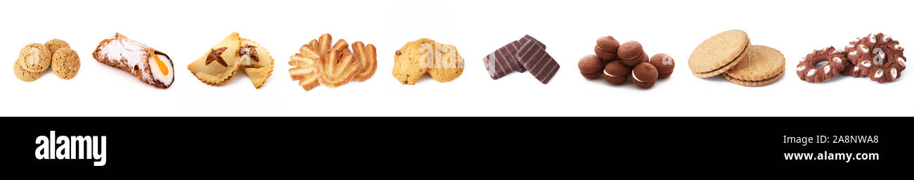 a cookies collage on white background Stock Photo - Alamy