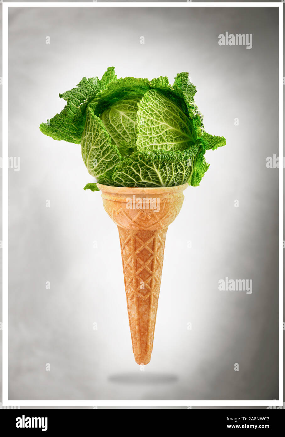 a Delicious ice cream cone with cabbage taste Stock Photo - Alamy