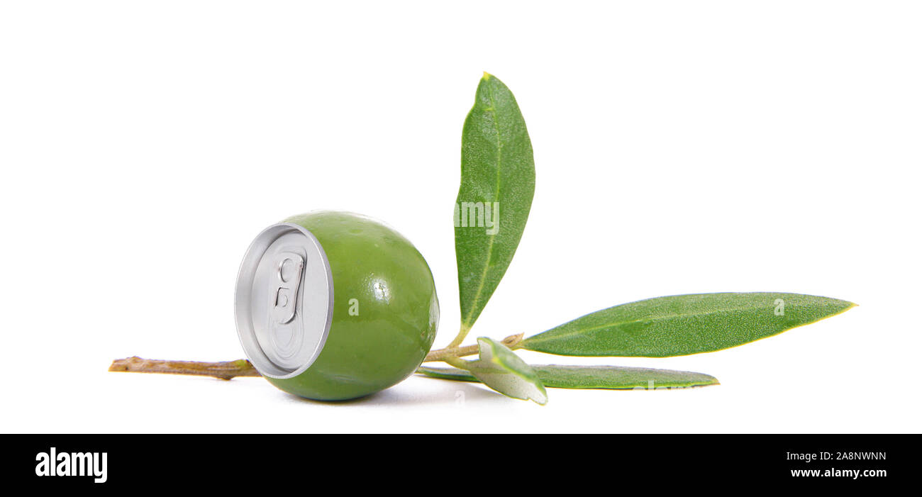 isolated olive tin on white background Stock Photo - Alamy