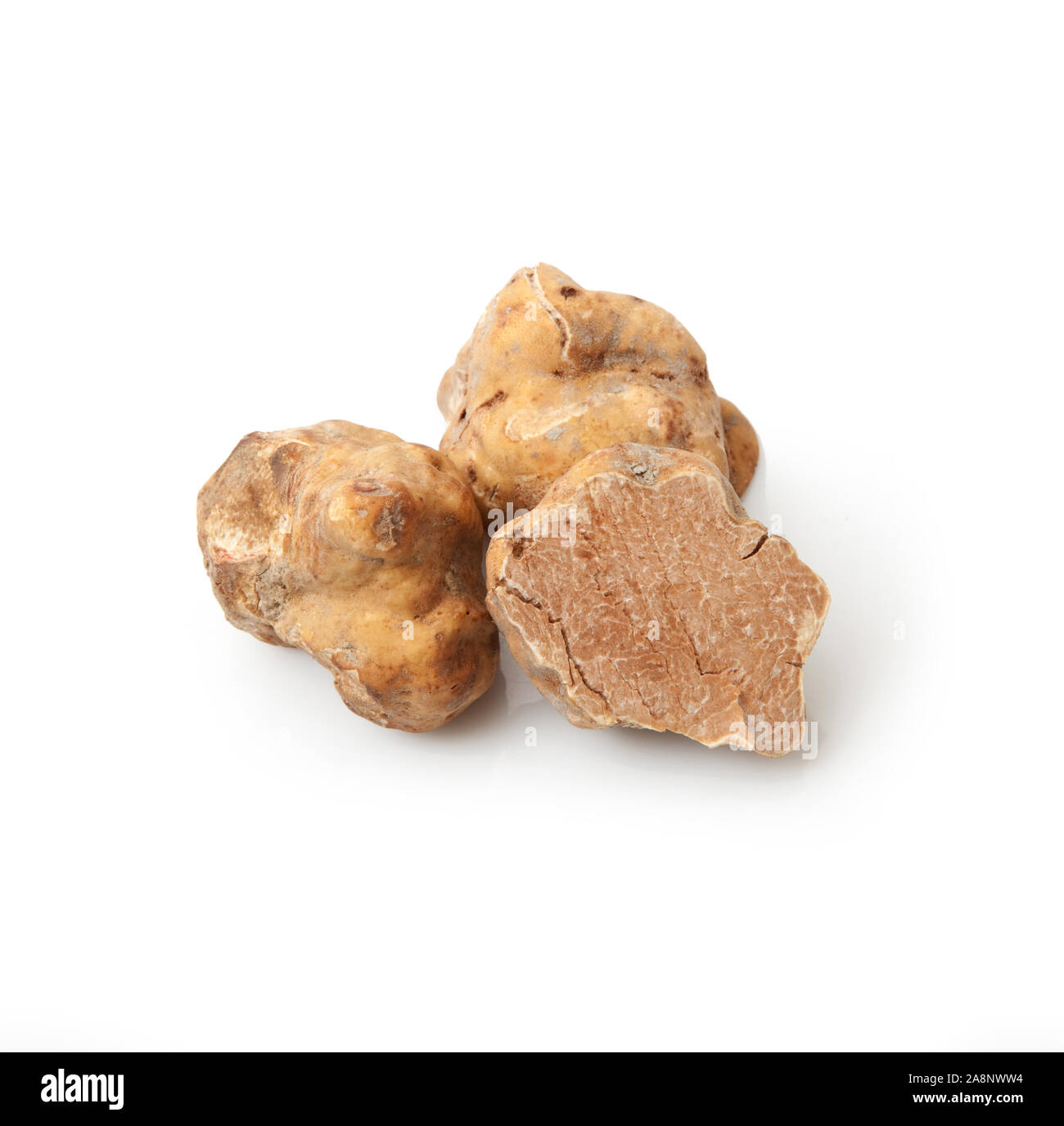 original italian white truffles collage on white background Stock Photo ...