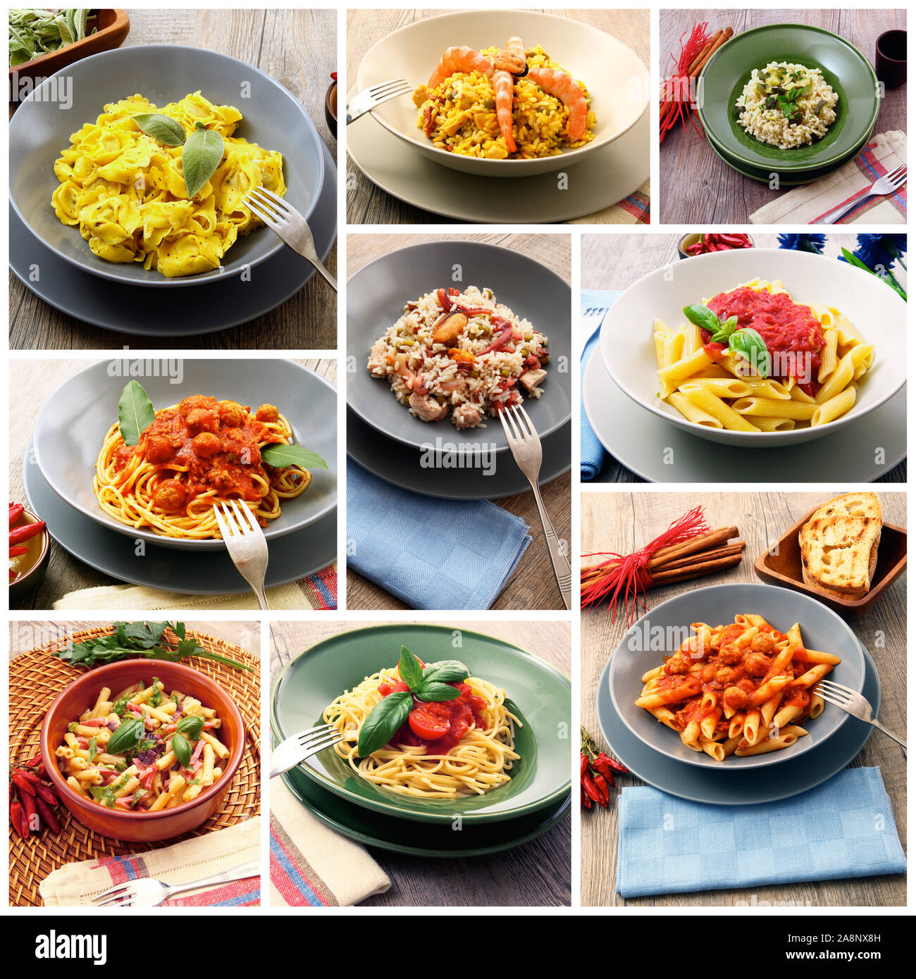collage of original italian pasta Stock Photo - Alamy
