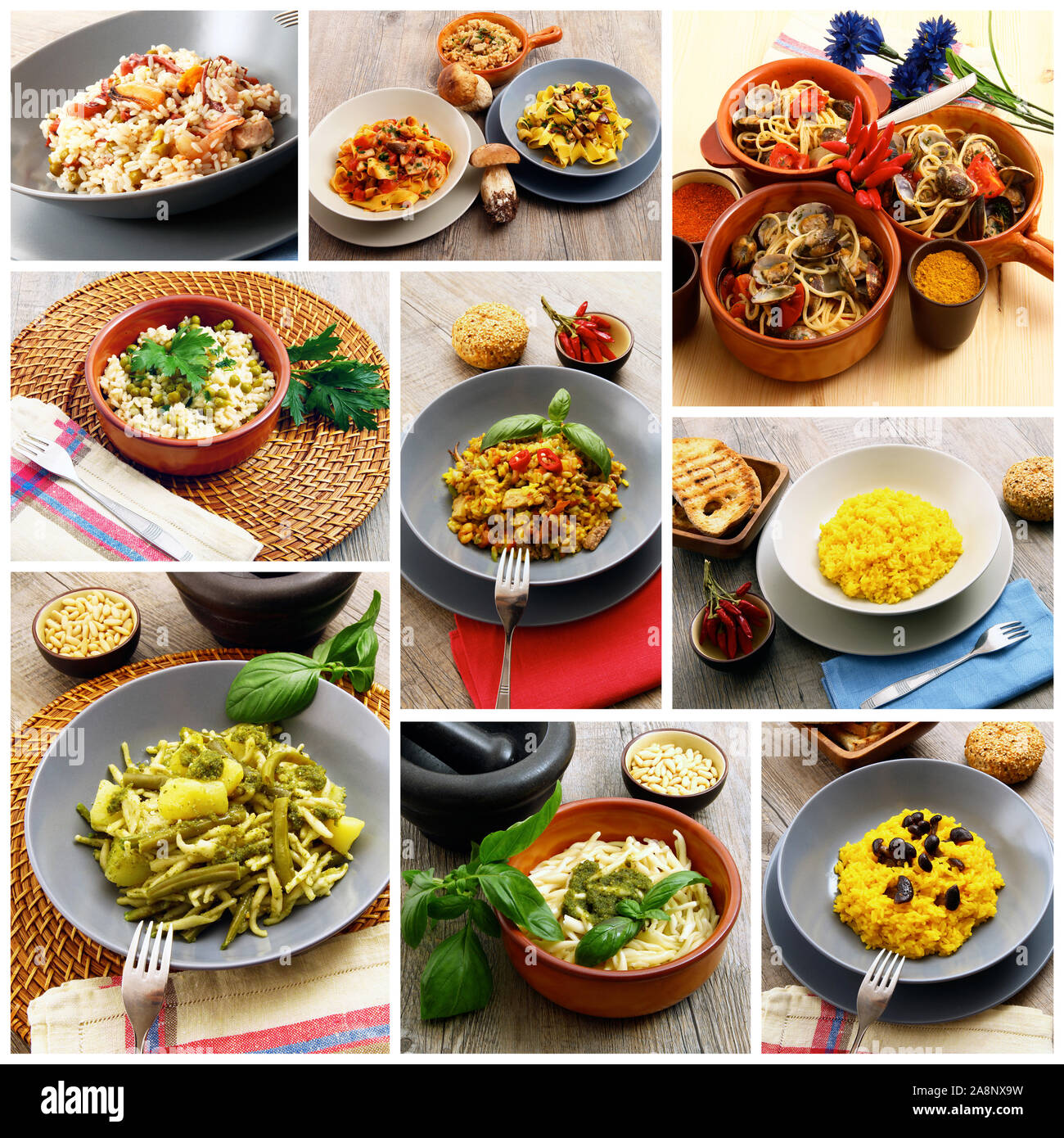 collage of original italian pasta Stock Photo - Alamy