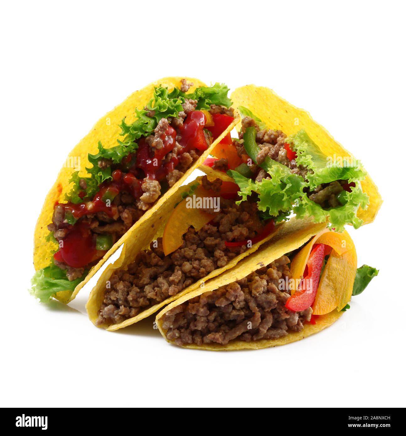original mexican tacos on white background Stock Photo - Alamy