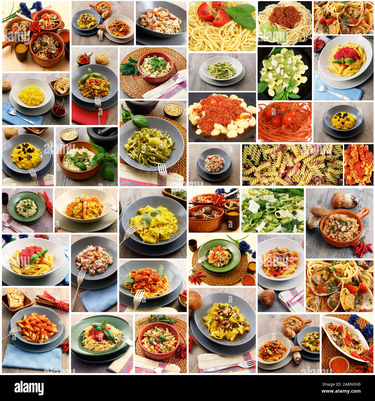 collage of original italian pasta Stock Photo - Alamy