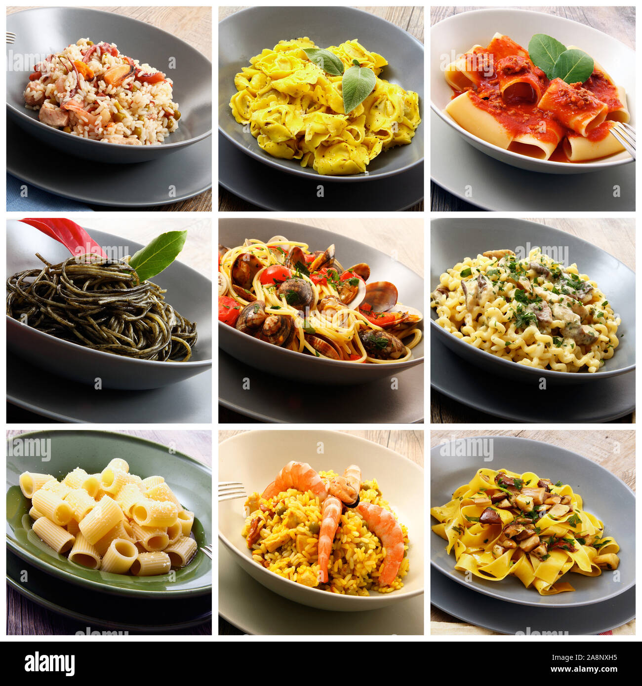 collage of original italian pasta Stock Photo - Alamy
