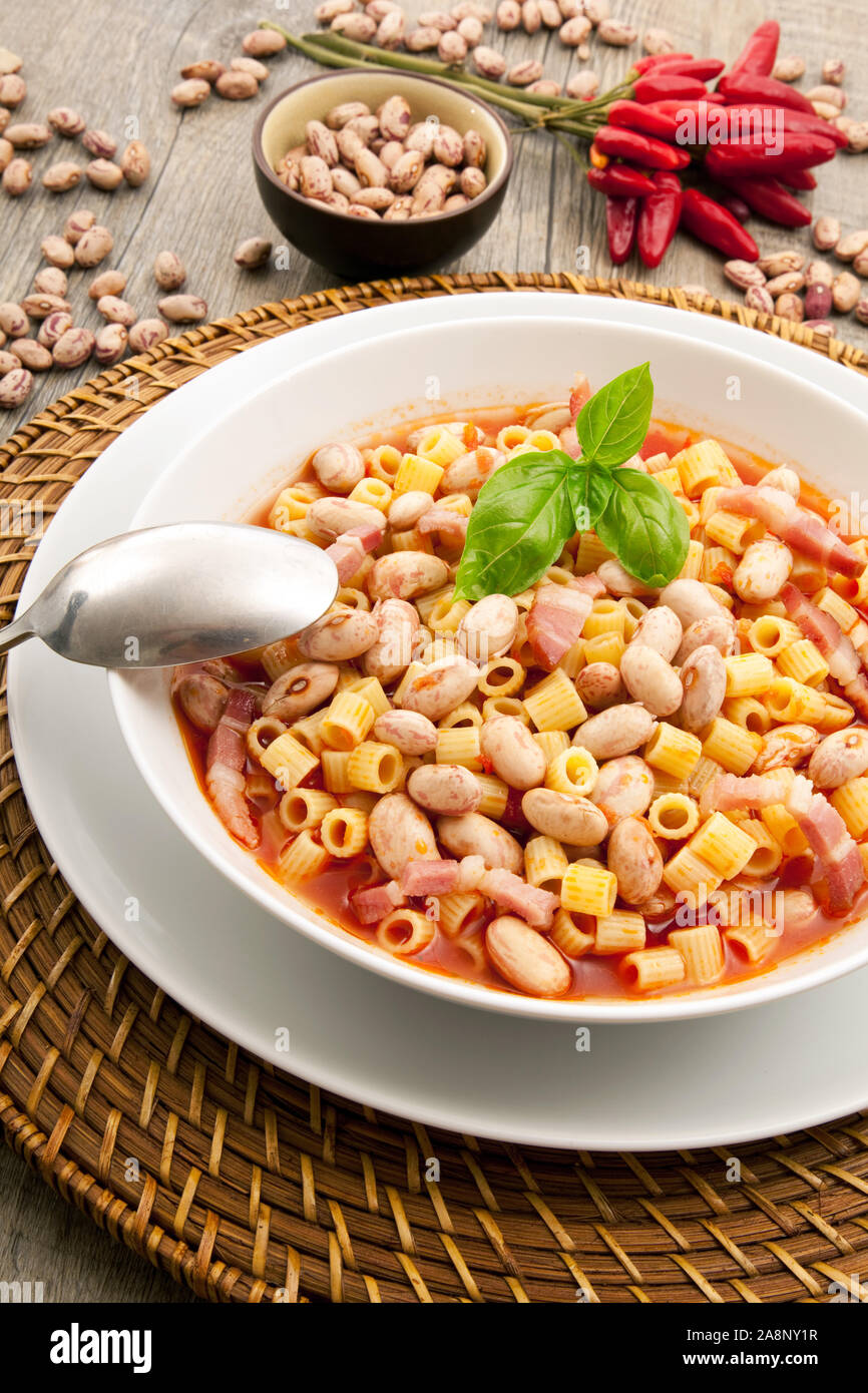 original italian pasta with beans Stock Photo - Alamy