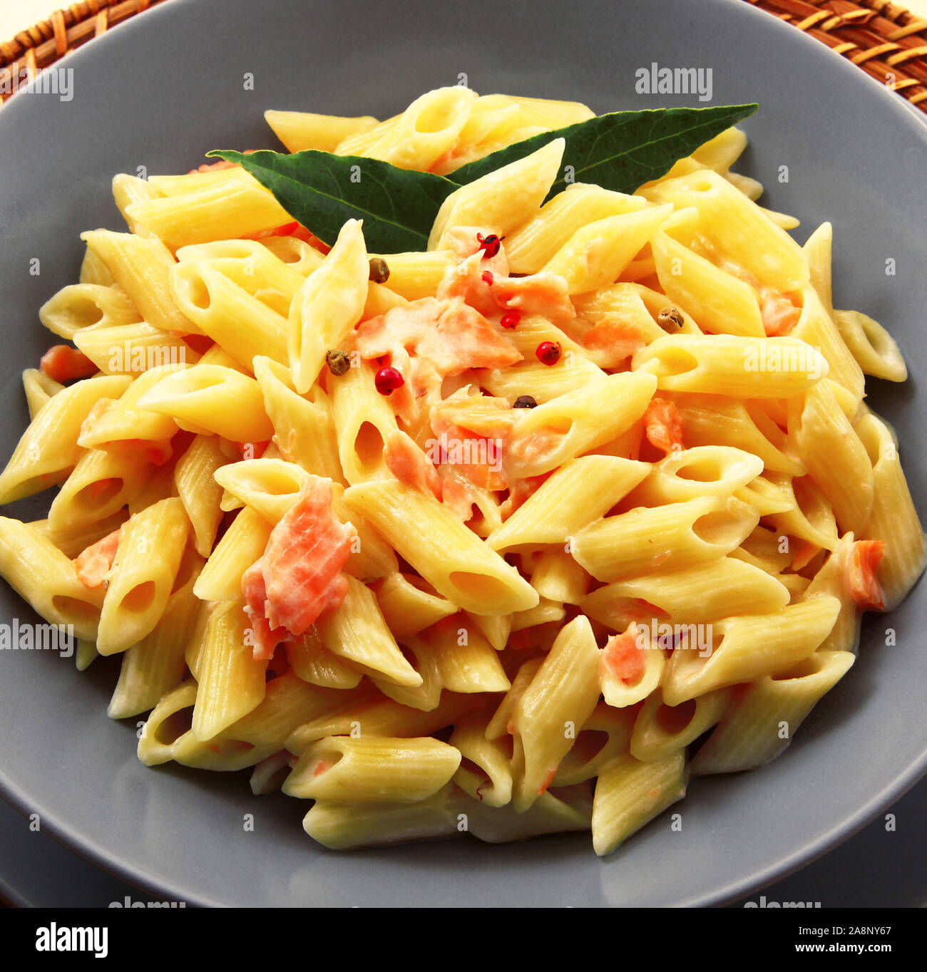 original italian pasta with salmon Stock Photo - Alamy