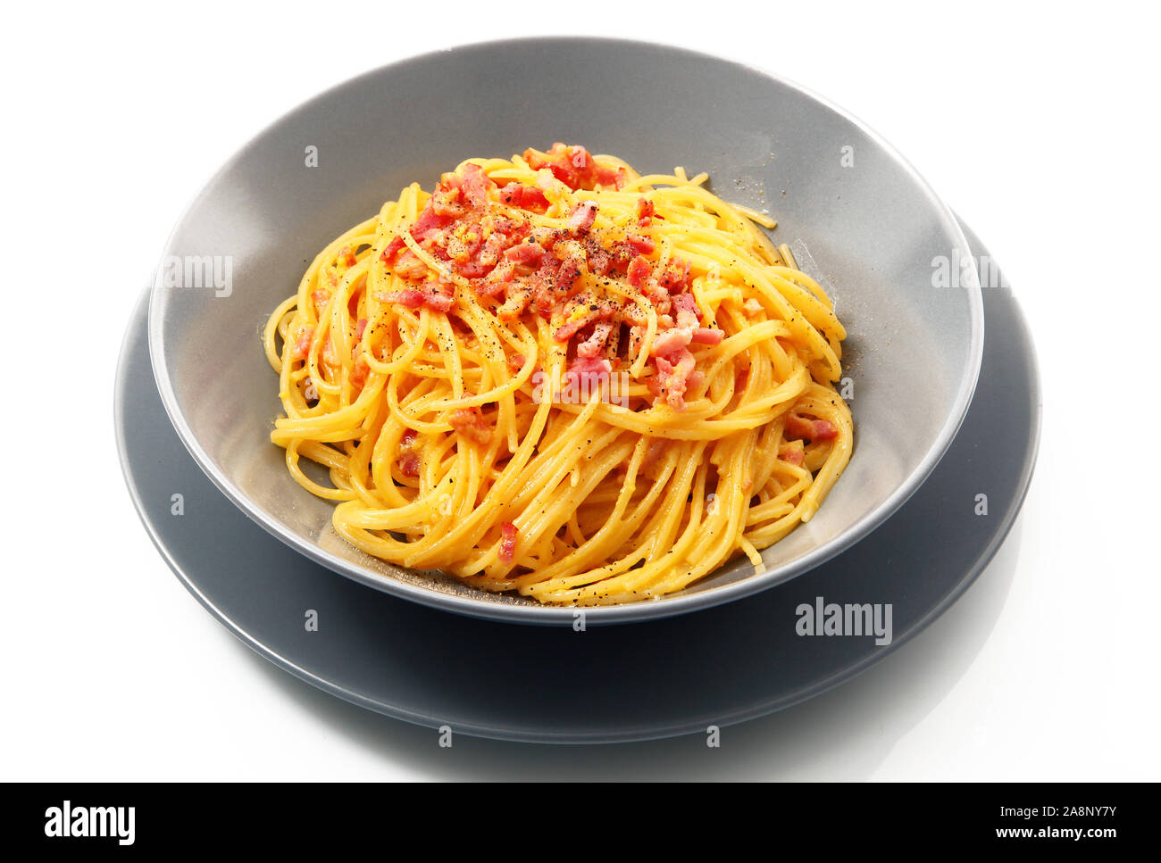 original italian spaghetti with carbonara sauce Stock Photo - Alamy