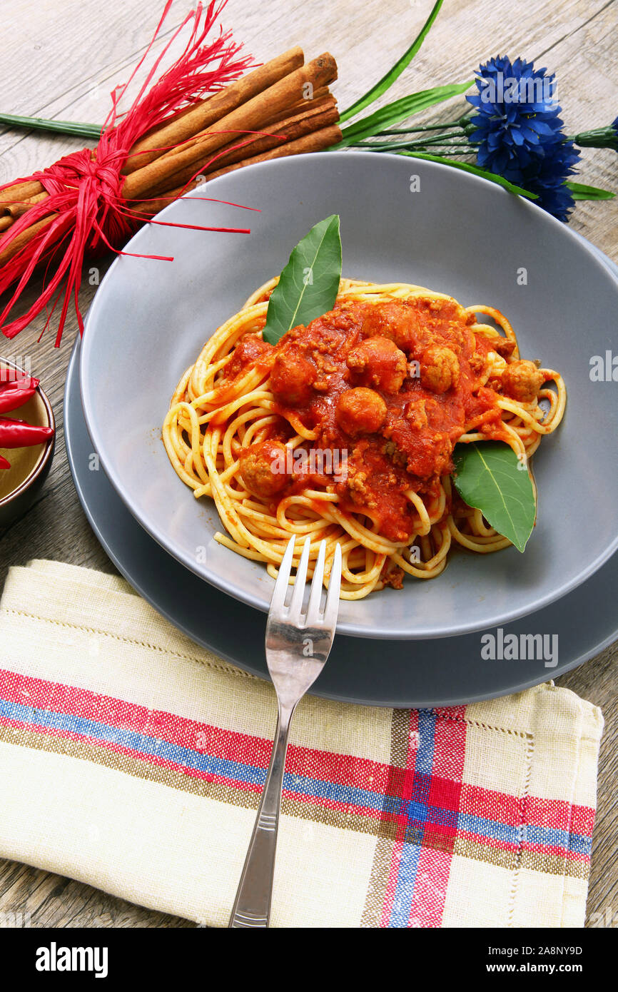 italian spaghetti with meat sauce Stock Photo - Alamy