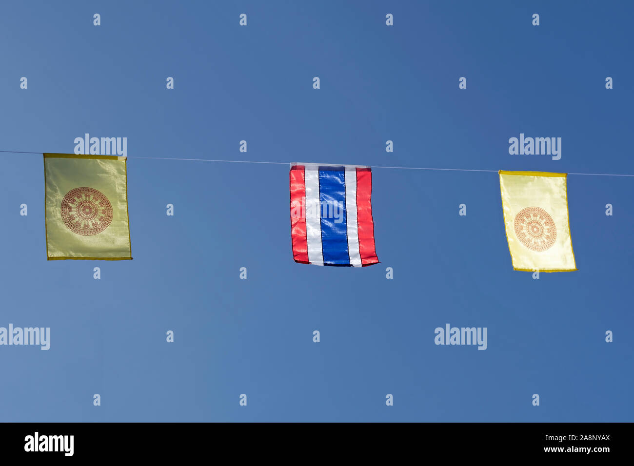 Dharma wheel flag thai buddhism hi-res stock photography and images - Alamy