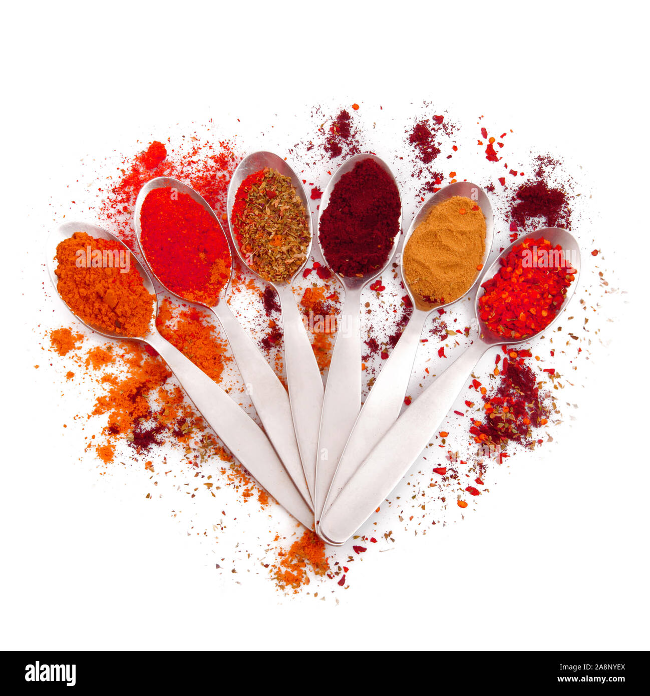 A spoonful of spoons with spices and ingredients Stock Photo - Alamy