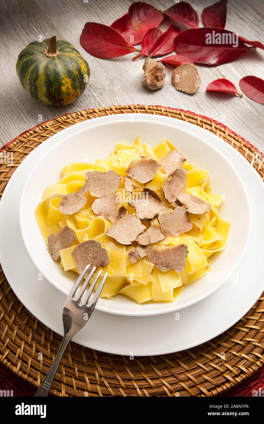 original italian tagliatelle with truffle Stock Photo - Alamy