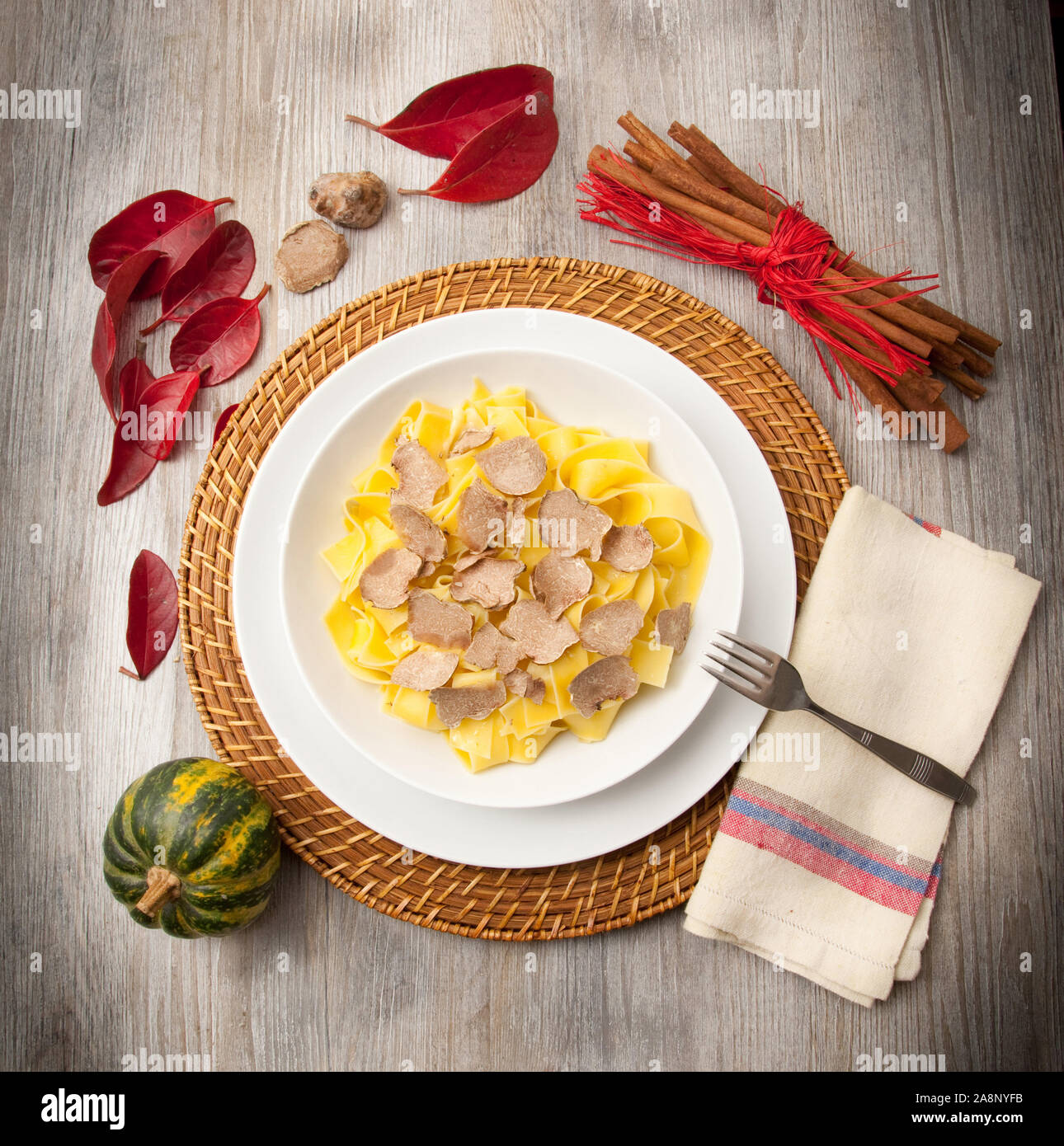 original italian tagliatelle with truffle Stock Photo - Alamy