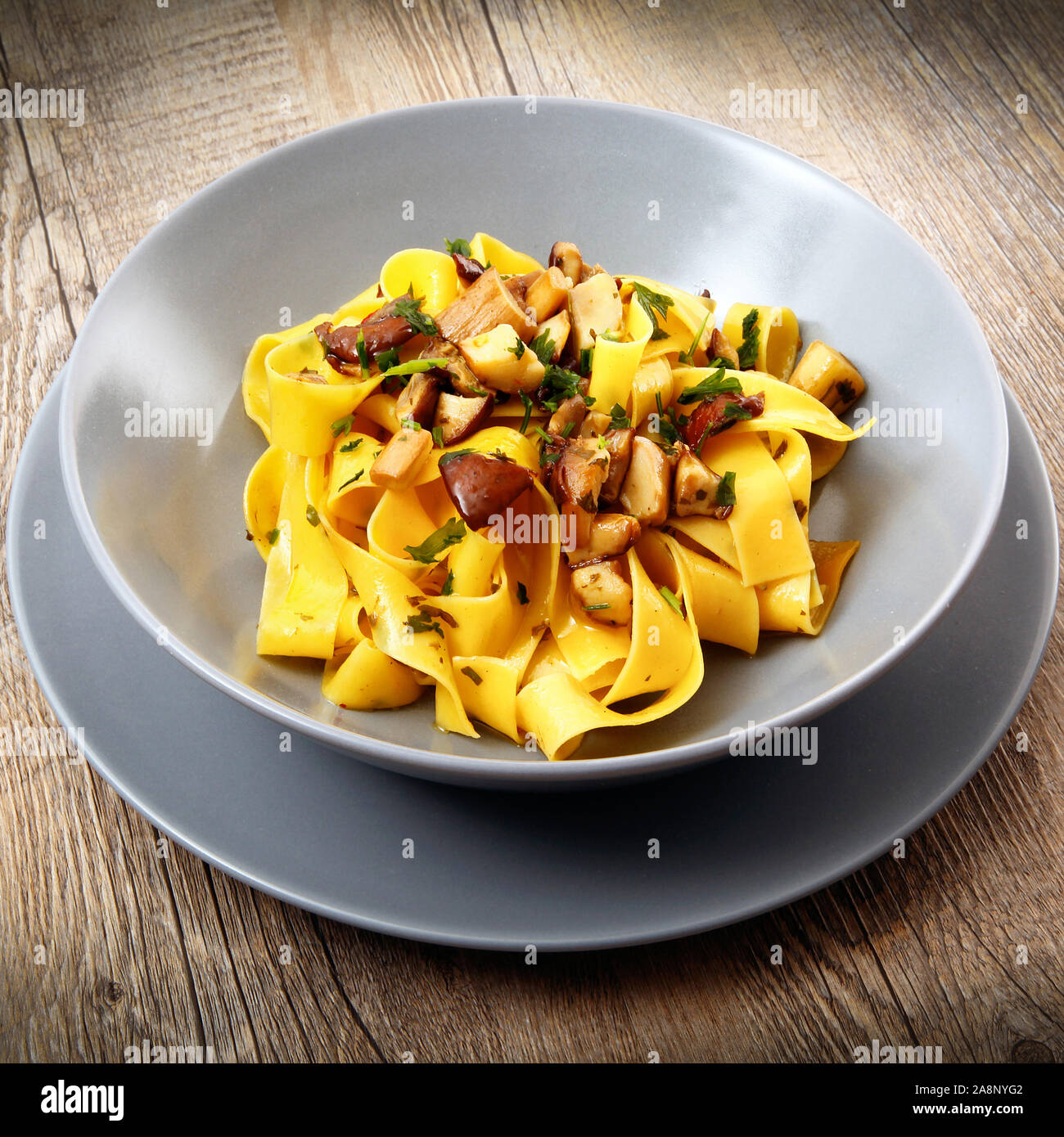 original italian tagliatelle with mushroom Stock Photo - Alamy