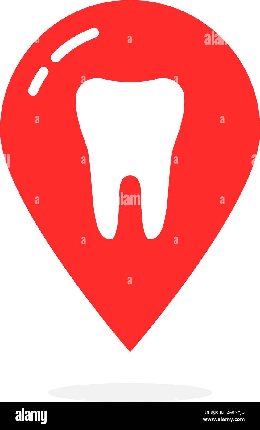 simple red icon of dental clinic isolated on white Stock Vector Image ...