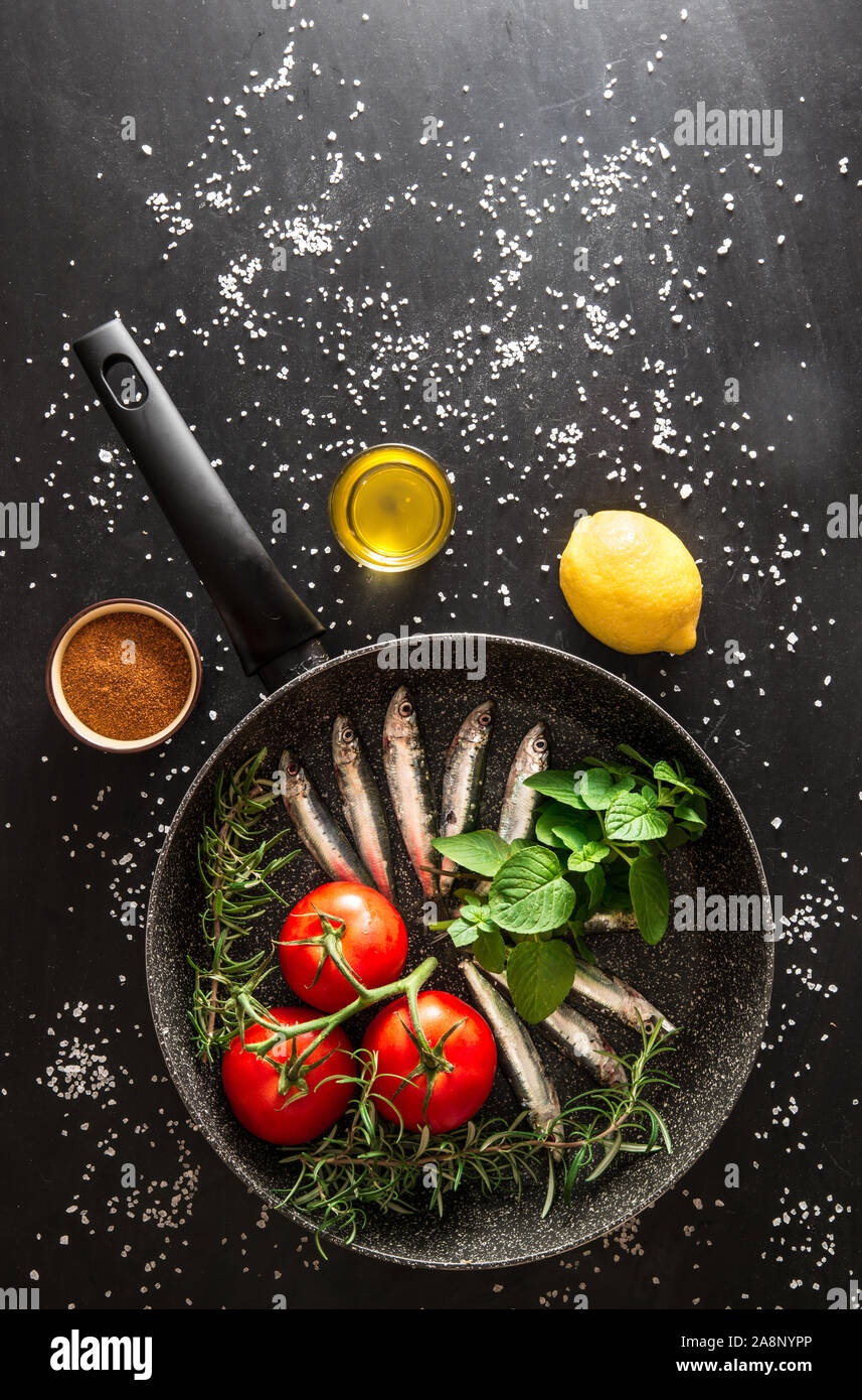 Ingredients for the preparation of a grilled fish Stock Photo - Alamy