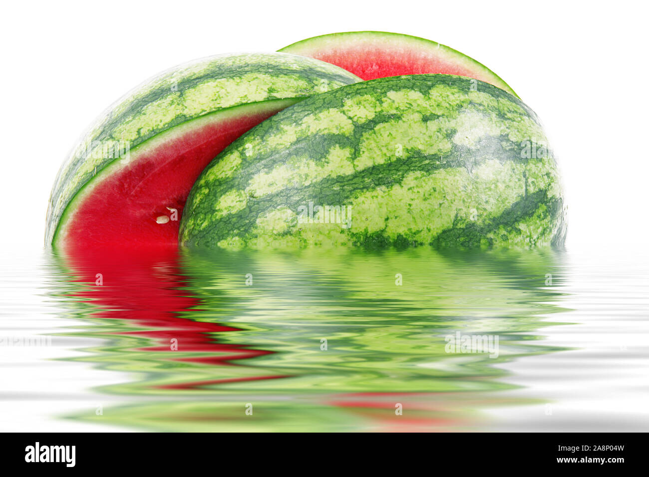 fresh watermelon in water on white background Stock Photo - Alamy