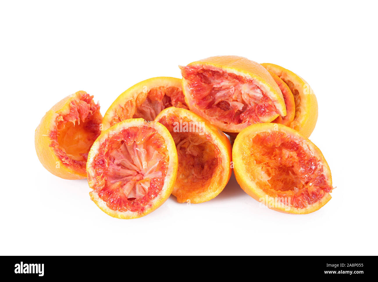 crushed orange on white background Stock Photo - Alamy