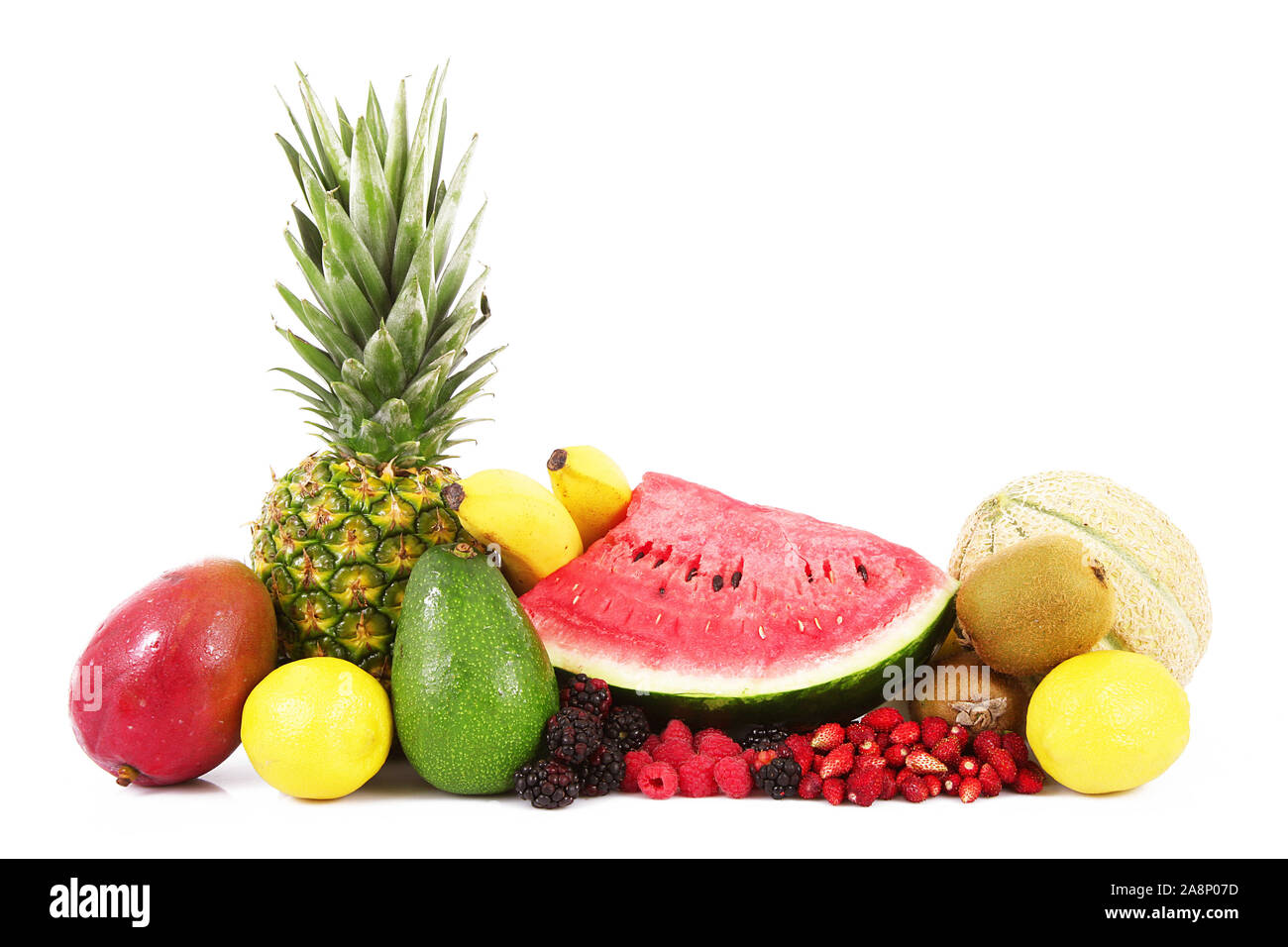 fresh fruit on white background Stock Photo - Alamy