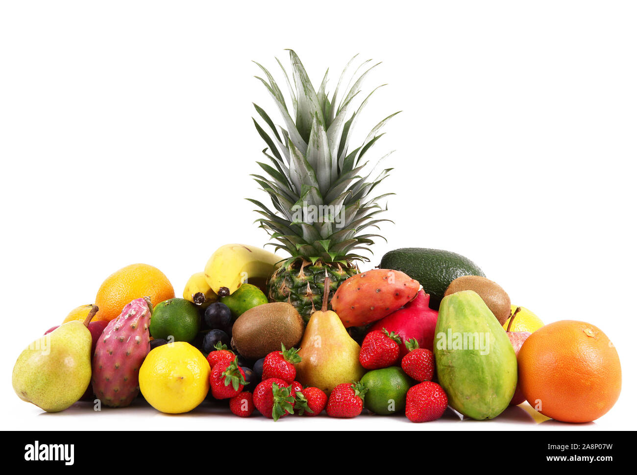fresh fruit on white background Stock Photo - Alamy