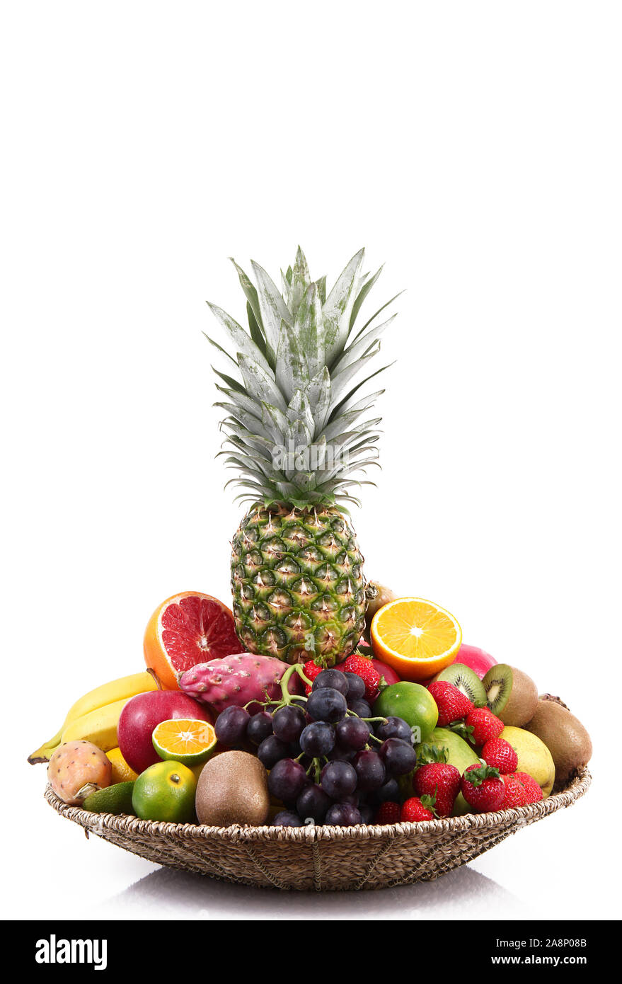 fresh fruit on white background Stock Photo - Alamy