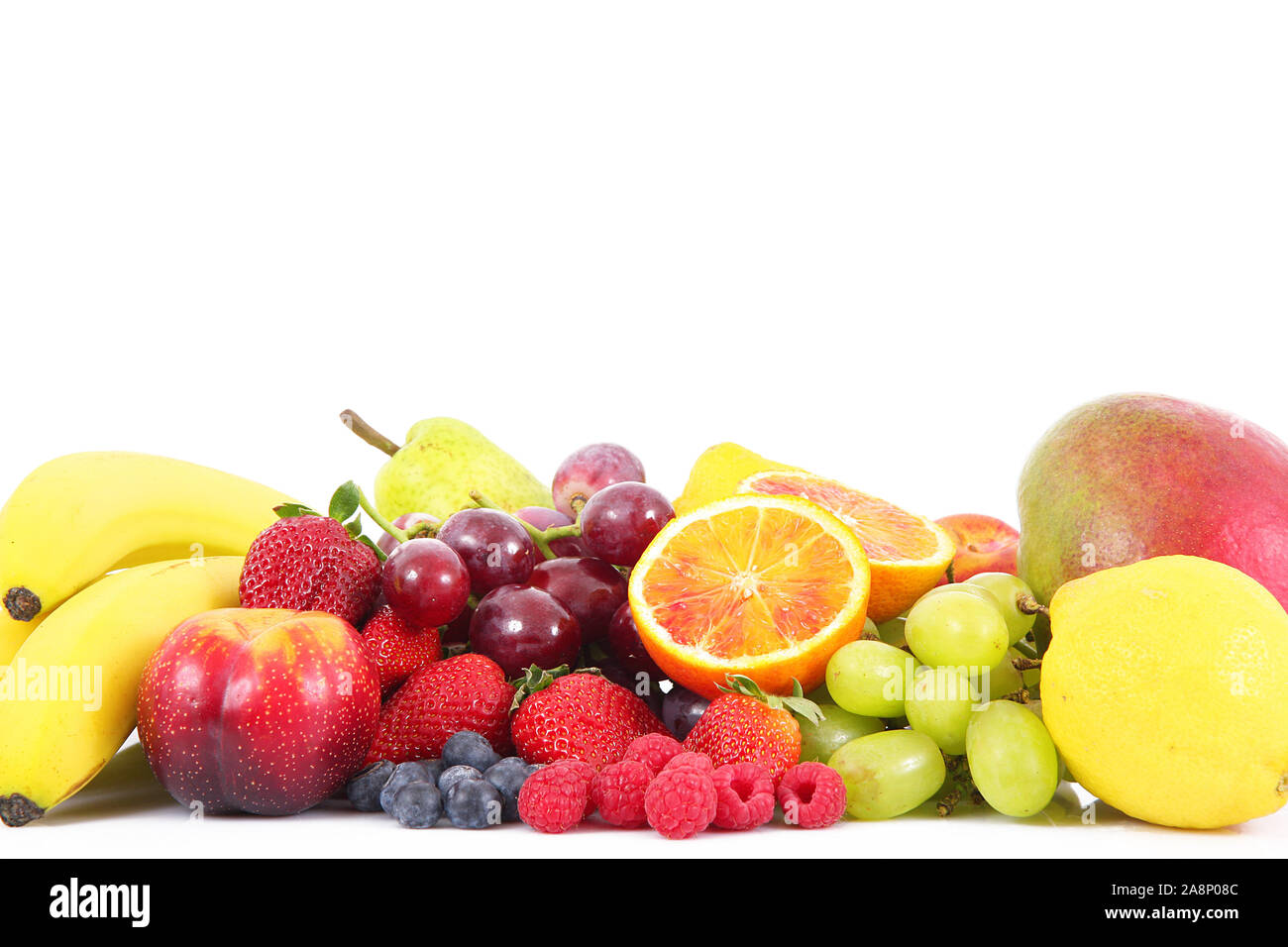 fresh fruit on white background Stock Photo - Alamy