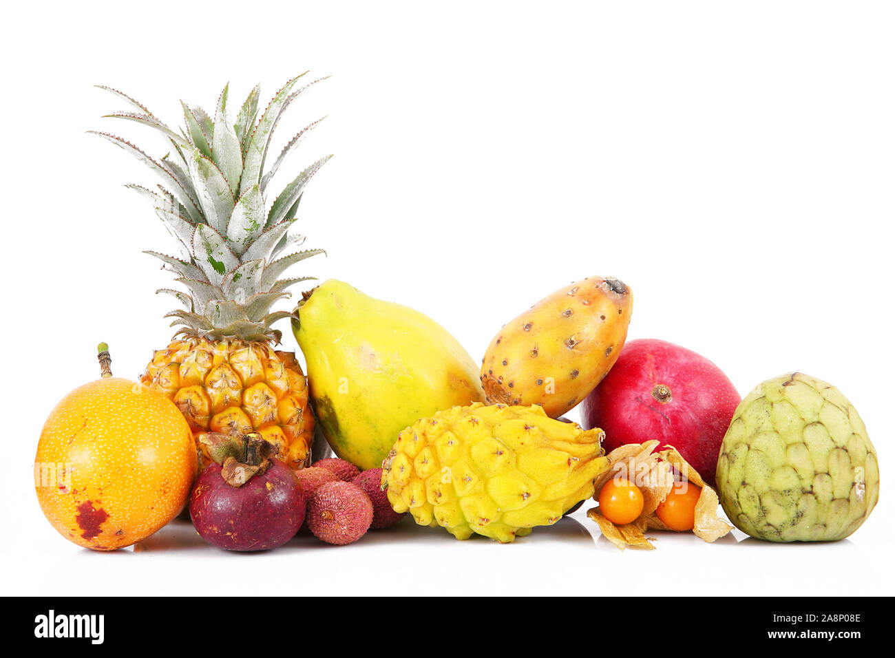 fresh fruit on white background Stock Photo - Alamy