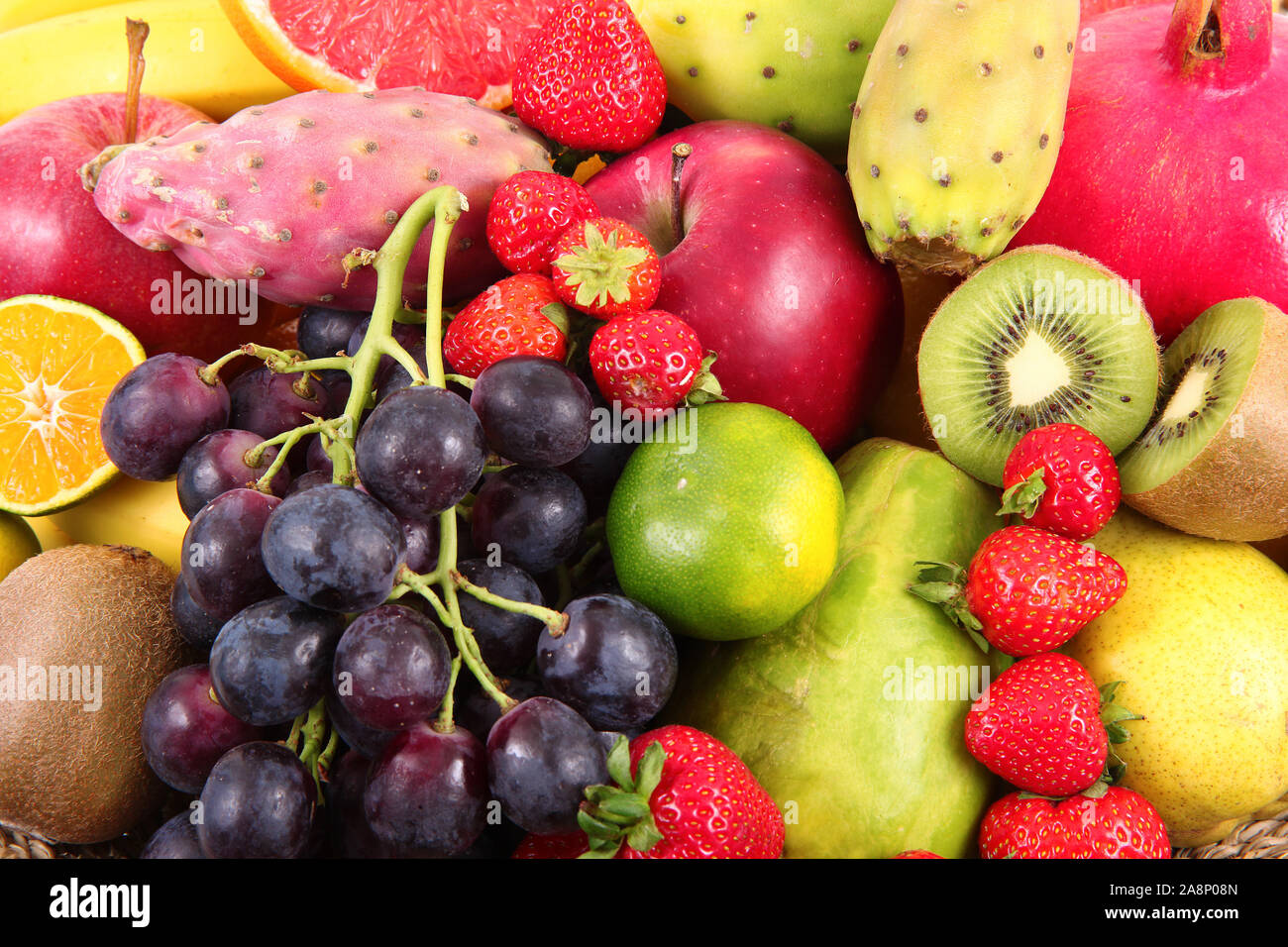 fresh mix fruit on background Stock Photo - Alamy