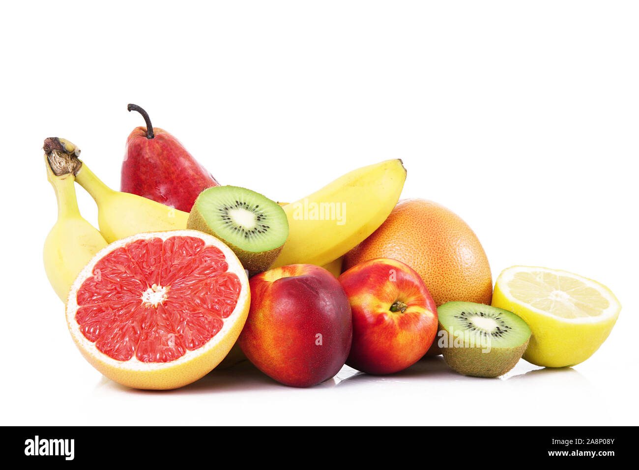 fresh fruit on white background Stock Photo - Alamy
