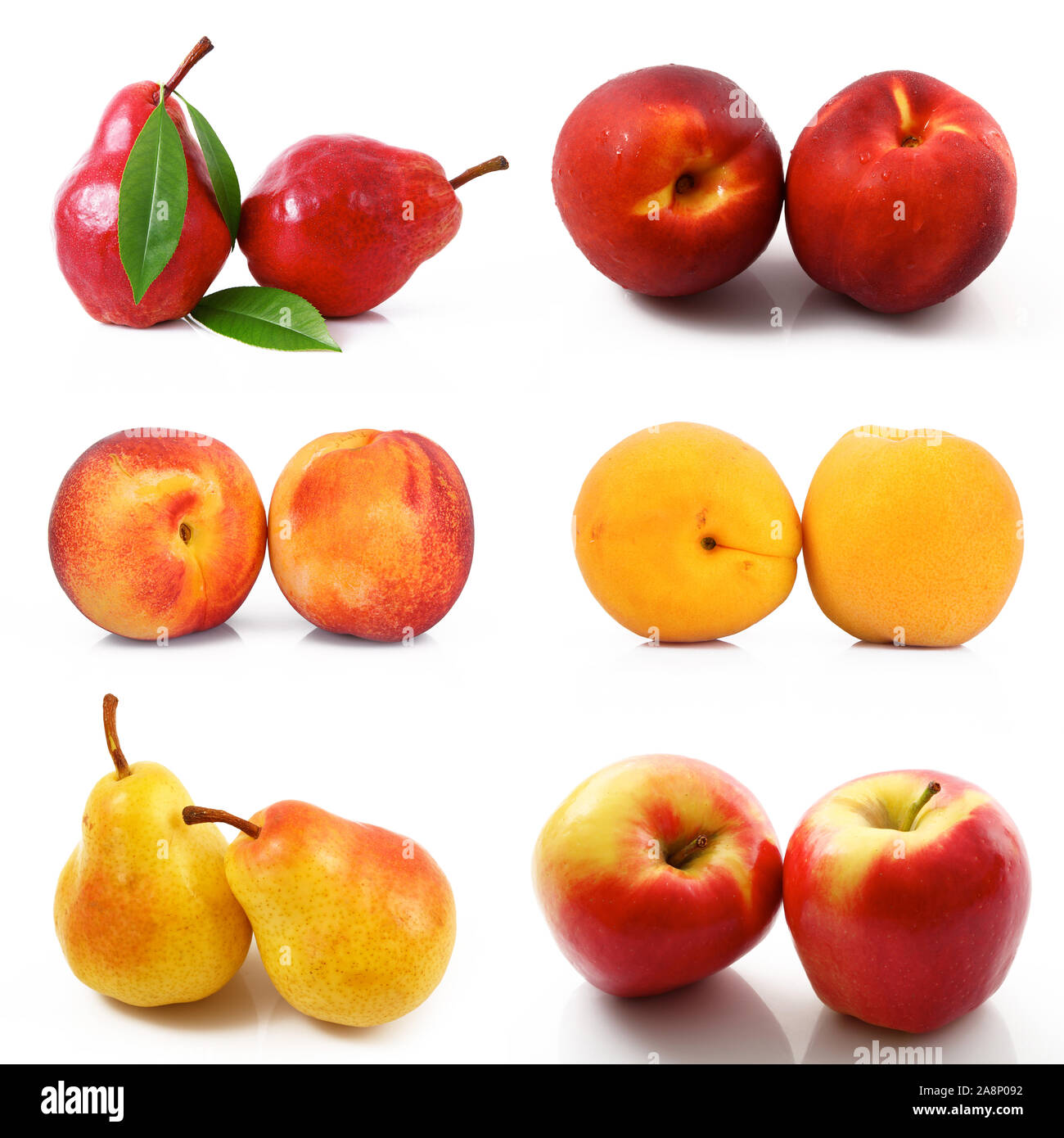 fresh fruit collage on white background Stock Photo - Alamy