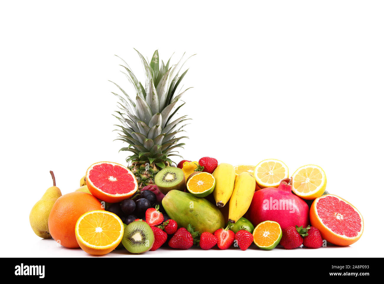 fresh fruit on white background Stock Photo - Alamy