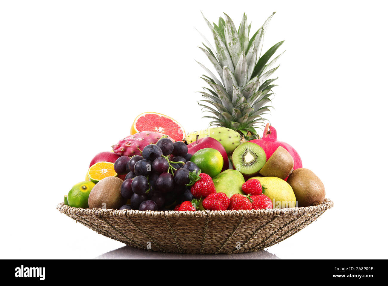 fresh fruit on white background Stock Photo - Alamy