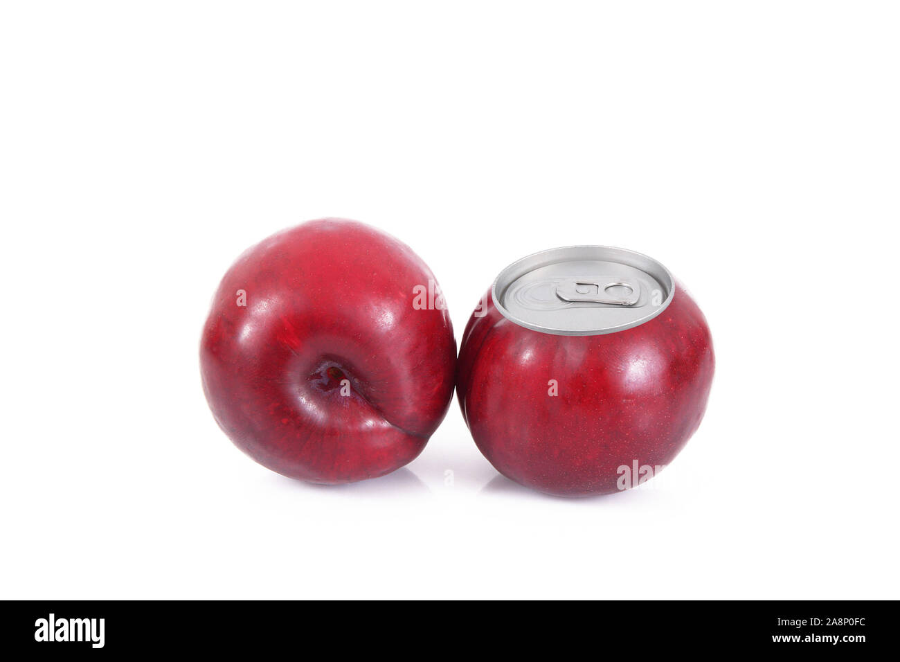 juice of plum in tin on white background Stock Photo - Alamy