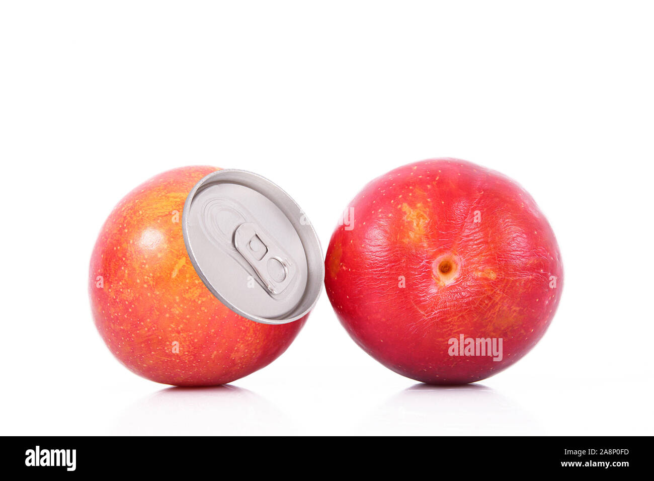 juice of plum in tin on white background Stock Photo - Alamy