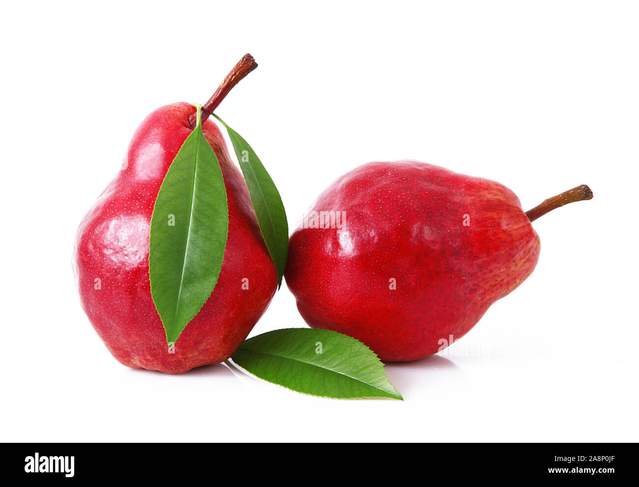 fresh red pears on white background Stock Photo - Alamy