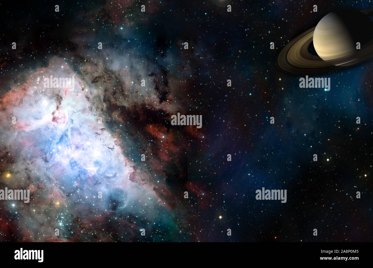 Space cosmic landscape of planet nebula and stars field with copyspace ...