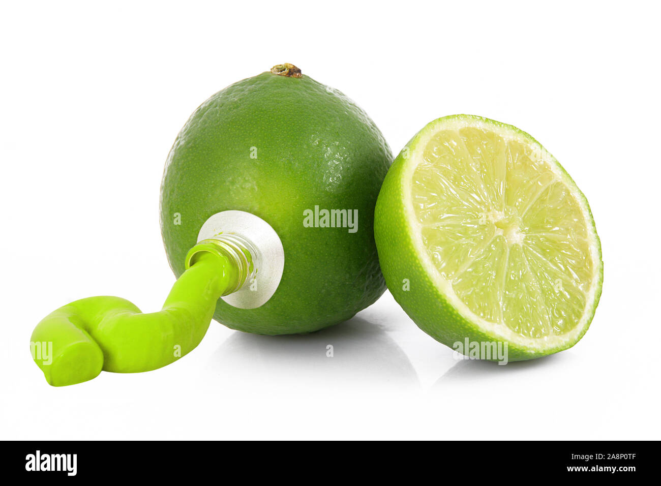 lime like a tube of paint on white background Stock Photo - Alamy