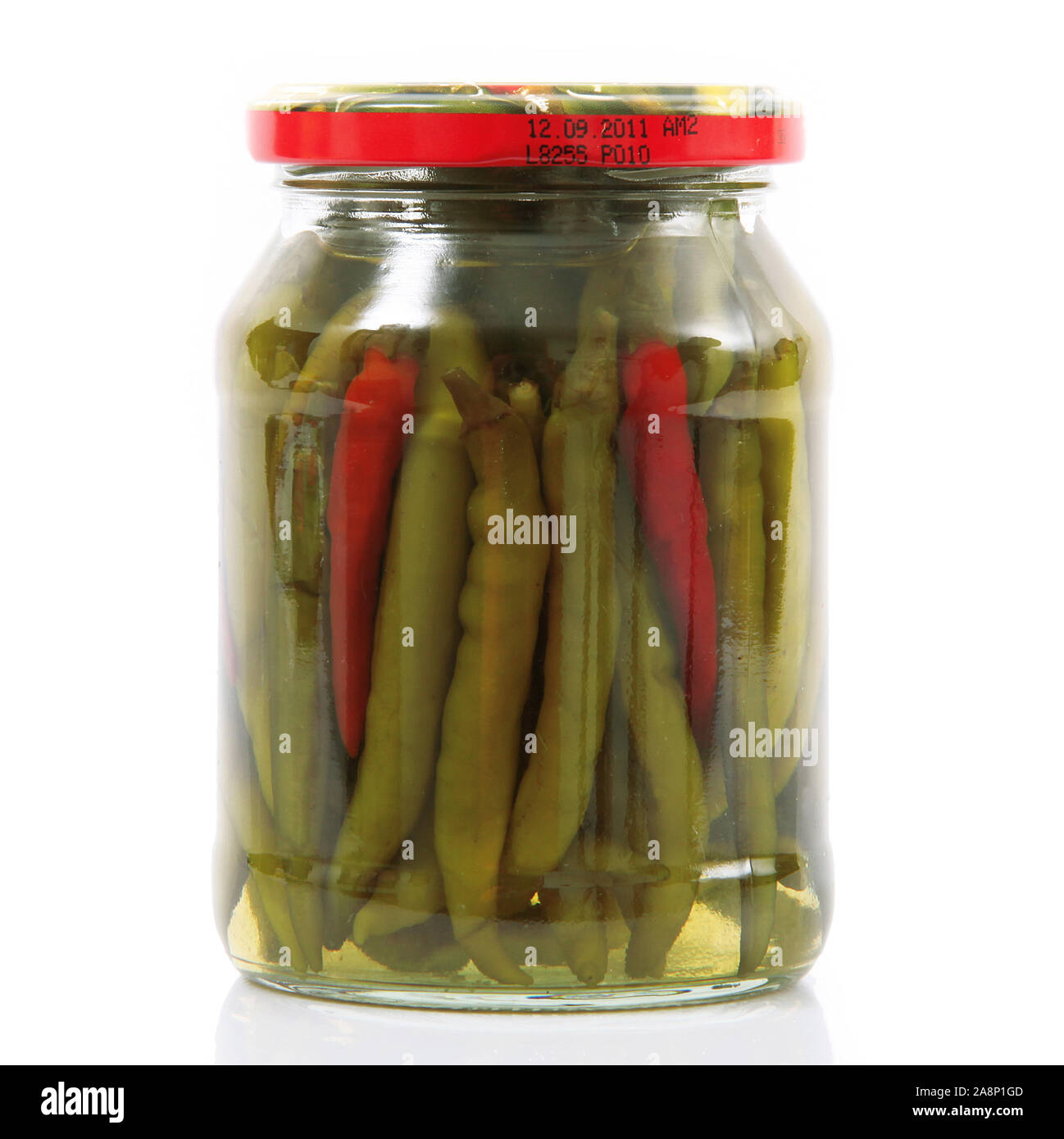 green pepper pickled jar on white background Stock Photo - Alamy