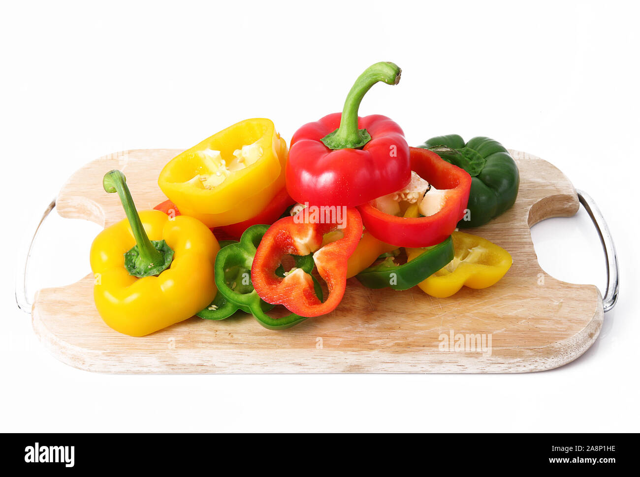 fresh hot cut pepper on white background Stock Photo - Alamy